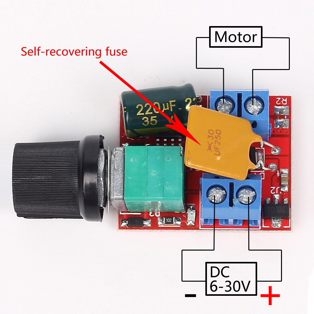 Mini DC 5A Motor PWM Speed Controller Module 5V-30V Speed Control Switch LED Dimmer